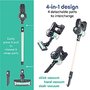 Kids Vacuum, Toy Vacuum Cleaner for Toddler with Lights & Sounds, Cord-Free Pretend Play Housekeeping Vacuum Toys with Working Suction, Great Gifts for Toddlers, Boys and Girls, Ages 3+