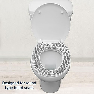 Morvat Washable Gel Toilet Seat Cover, Padded Riser Cushion for Toilets & Commode Chair, Maximum Pain Relief Comfort & Support, Adhesive Raised Donut Pad for Elderly & Handicapped, White, Round