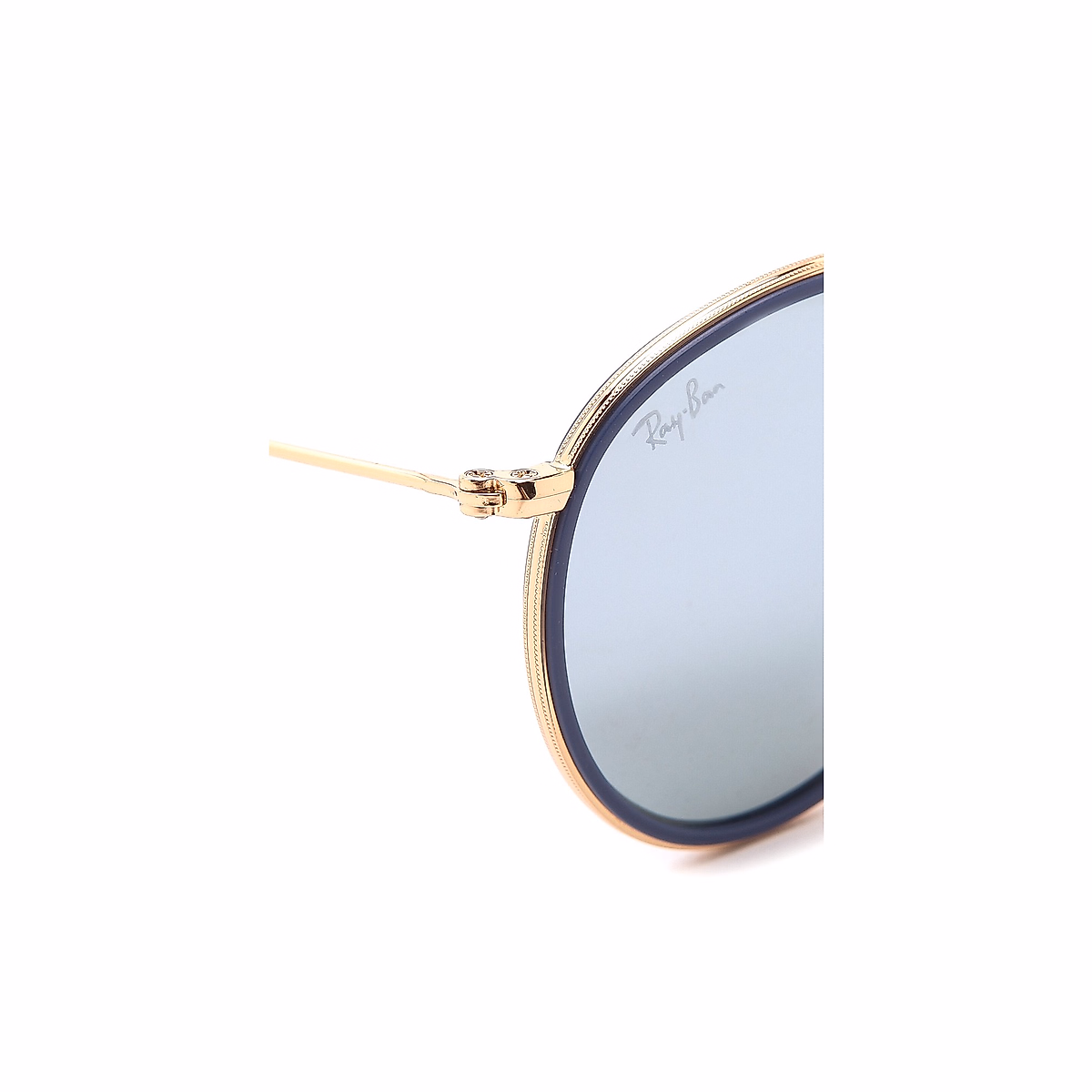 Ray-Ban Rb3517 Folding I Round Sunglasses, Gold/Light Green Mirrored Silver, 51 mm