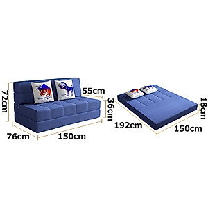 UsmAsk Sofa Bed Single Seat Chair 2 Seats Folding Reclining Sofa 2 Seats Ning Sofa Low Bed Mattress Sofa Bed Compact Floor Sofan,Light Gray,72×76×72cm (Dark Gray 72×76×150cm)