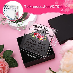 Funny Mother's Day Gift Set Thanks for Being My Godmother Wine Tumbler Godmother Gift Square Godmother Keepsake and Paperweight Inspirational Gift Idea for Godmother's Birthday Christmas
