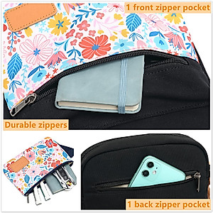 Leaper Girls Crossbody Purses 2 PCS Floral Messenger Bag Canvas Crossbody Bag and Purse Set for Women Floral Black