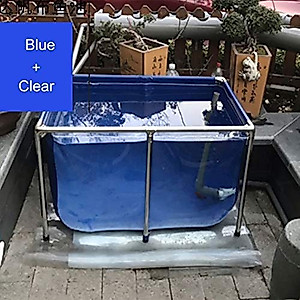 Pool Above Ground Transparent Fish Pond, Canvas Swimming Pool Collapsible 1.3mm Thick PVC Water Tank, Easy To Install For Garden Balcony Plant Breeding ( Color : Blue+Clear , Size : 50x40x30cm )