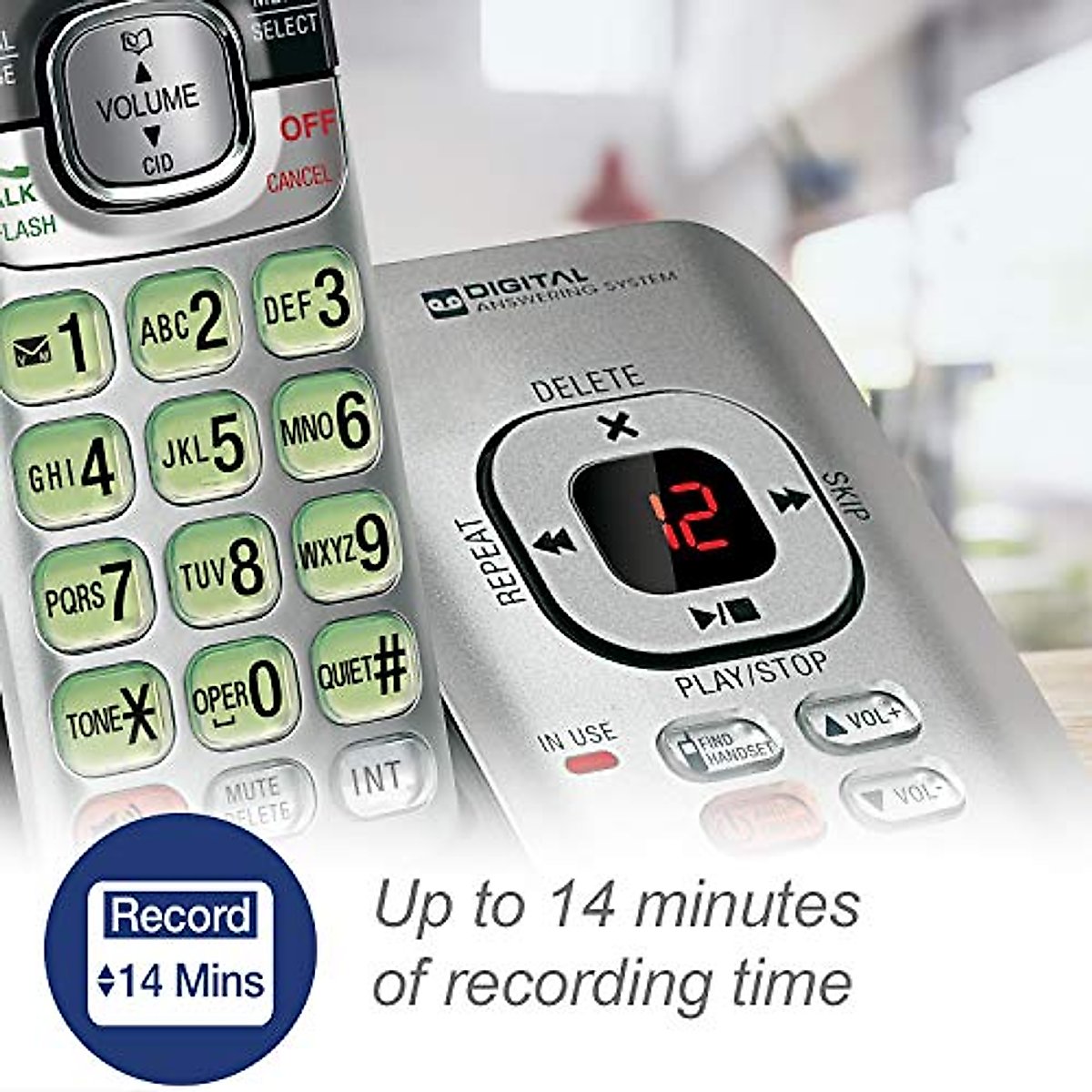VTech CS6529-3 3-Handset Expandable Cordless Phone with Answering System-Caller ID/Call Waiting & Backlit Display/Keypad, Silver