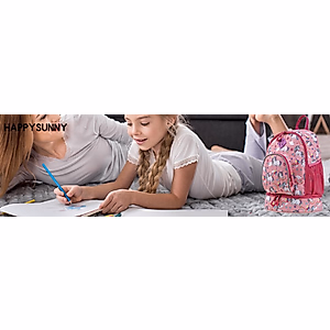 HAPPYSUNNY Toddler Backpack and Lunch Box Set for Girls 2-in-1 Kids Unicorn Backpack and Insulated Lunch Bag Compartment