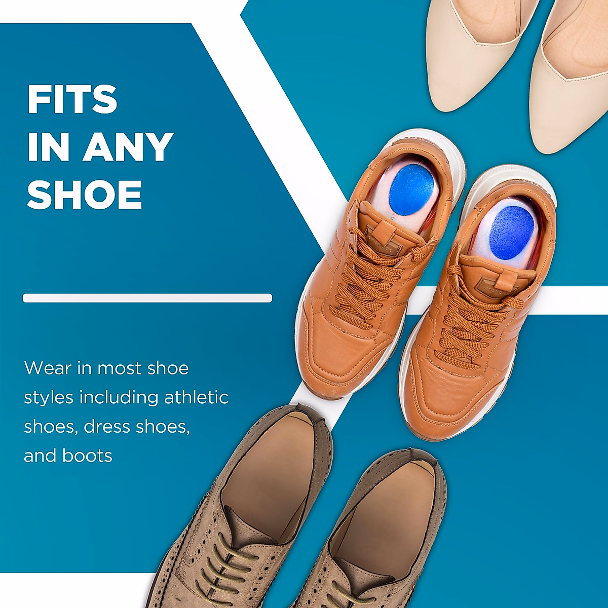 Gel Silicone Heel Cups/Pads, 2 Pack, FSA HSA Eligible, for Achilles Tendonitis, Shoe Wedge Inserts for Plantar Fasciitis, Bone Spur, Foot Pain Relief Support, Comfort Cushion Insoles for Women/Men