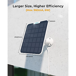 REOLINK 6W Solar Panel White, Non-Stop Solar Power Supply for All Wireless Battery Camera, Trackmix/Argus PT/Go PT Ultra, Waterproof, Adjustable Mount, 4 Meters Cable(Only Use for Battery Cameras)
