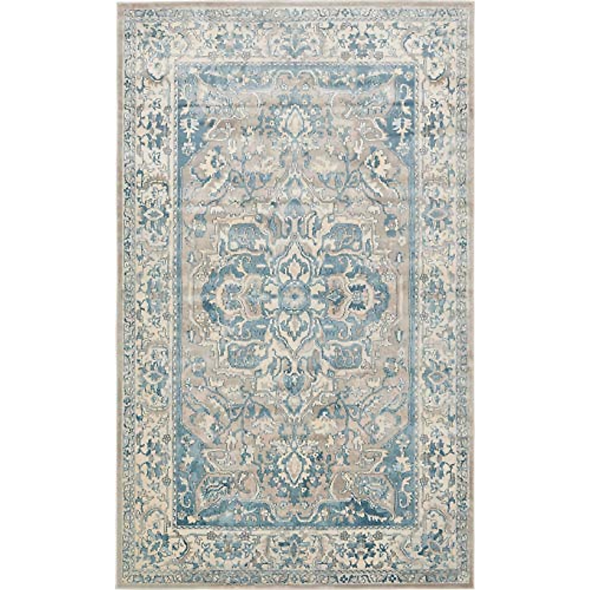 Unique Loom Paris Collection Area Rug - Louisa (5' 1" x 8' Rectangle, Dark Gray/ Beige)
