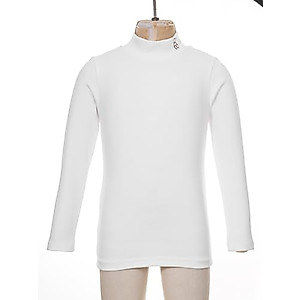 Linjinx Kids Boys Girls Thermal Underwear Tops Baselayer Turtleneck Long Sleeve T-Shirts Athletic Tee White 9-10 Years