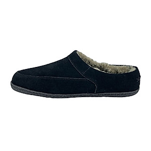 Clarks Mens Slipper Perforated Suede Leather Upper JMS0721 - Warm Plush Sherpa Lining - Indoor Outdoor House Slippers For Men (10 M US, Black)