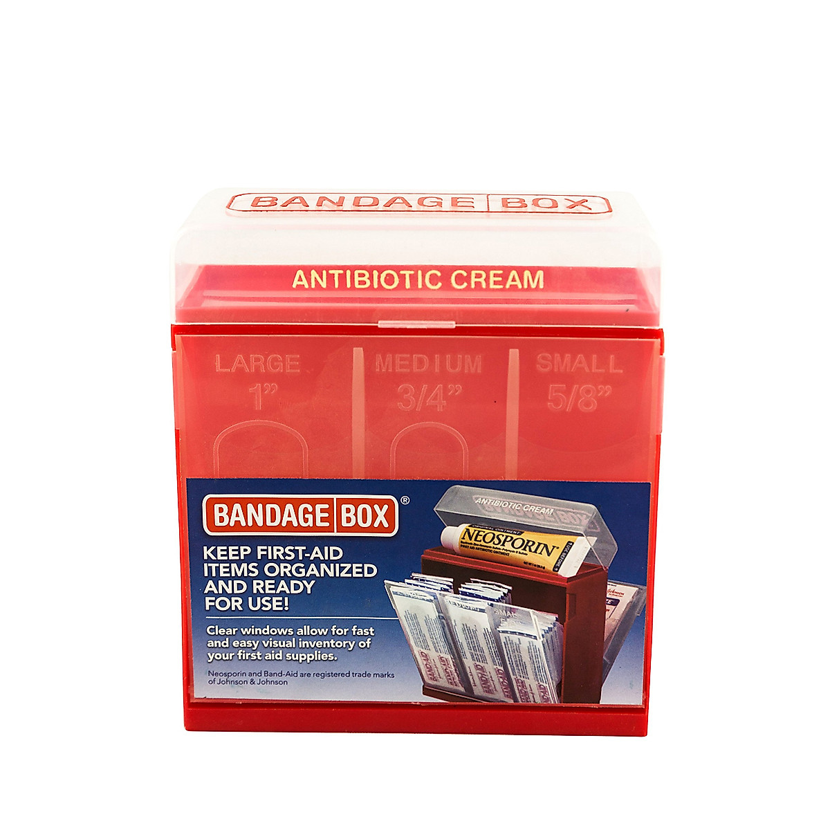 Bandage Box Container, Red with White Center