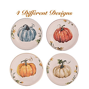Bico Pumpkin Feast Ceramic 35oz Dinner Bowls, Set of 4, for Pasta, Salad, Cereal, Soup & Microwave & Dishwasher Safe