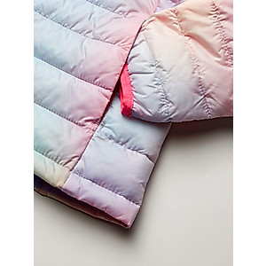 Amazon Essentials Girls' Lightweight Water-Resistant Packable Hooded Puffer Jacket, Pink Ombre, X-Large