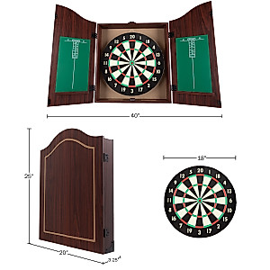 TG Dartboard Cabinet Set with Realistic Walnut Finish, brown, (15-DG910)