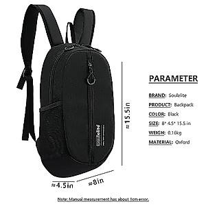 Soulelite Original Design 10L Hiking Backpack, Cycling Shoulder Bag, Lightweight Outdoor Travel Backpack - Suitable for Travel, Camping, Cycling（BLACK）