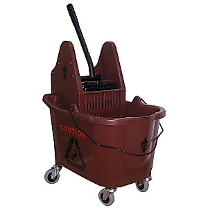 Mop Bucket and Wringer, 8-3/4 gal, Brown