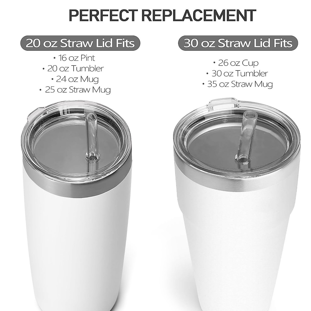 LUCEMILL 30 oz Tumbler Lid Yeti Tumblers, Replacement Lids with Straw for YETI Rambler 26 oz Cup, 35 oz Straw Mug and D·S,BJPKPK,WETOWETO,ALBOR 30 oz Tumbler, Spill Proof Covers