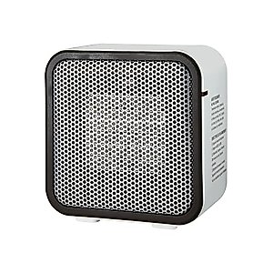 Amazon Basics Ceramic Space Heater, Mini Heater for Office Desk, 500 W, Portable Tent Heater for Camping (Indoor Use), With Tip-Over Protection, Lightweight (1.4 LBS), White, 5.9 x 3.2 x 6 inches