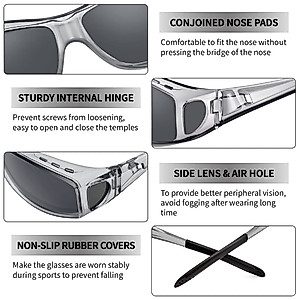 URUMQI Polarized Sunglasses Fit Over Glasses for Men Women, Wrap-around Driving Sunglasses 100% UV Protection