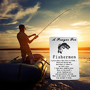 PLITI Fisherman Prayer Gifts Fishing Wallet Insert Christian Gifts Fishing Gift Fishermen Gift Fathers Day Gift For Dad Grandfather Godfather Fishing Buddy Gifts Nautical Gifts