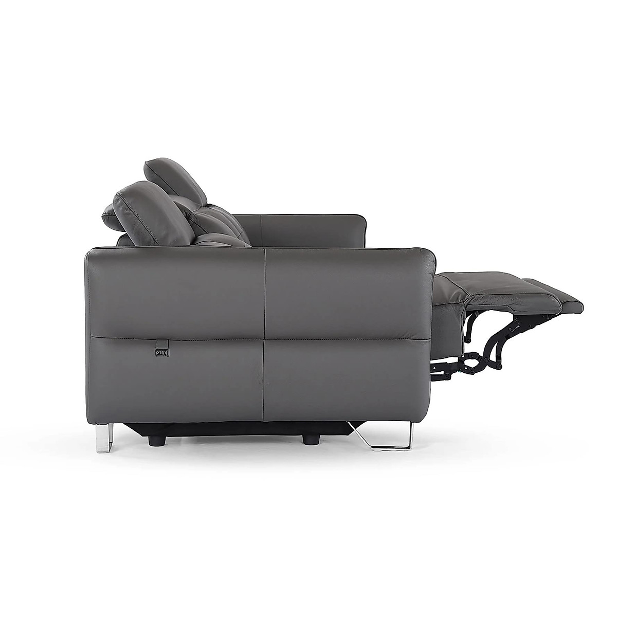 ZURI Modern Macau Reclining Leather Sofa in Slate