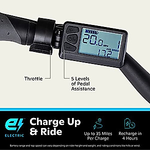 Schwinn Coston CE Hybrid Electric Bike for Adults, 20MPH eBike, Up to 35 miles on a Single Charge, 27.5-Inch Wheels, 7-Speed, Large/X-Large Step-Thru Frame, Gloss Teal