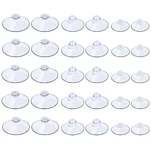 AQUANEAT 30 Packs Suction Cups Without Hooks 0.8/1.2/1.8 Inch Clear Sucker Pads for Glass Home Organization Decoration
