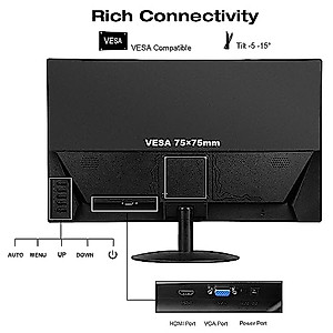 Prechen 24 Inch Computer Monitor 75Hz PC Display, FHD 1920 x 1080P Business Screen LED Desktop Monitor with HDMI and VGA Ports, 99% sRGB, 3000:1, VESA Compatible, Eye Care, Black