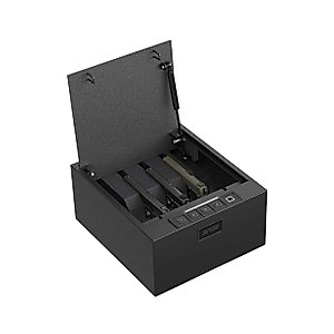 RPNB Gun Safe,4-Pistol Multifunction Gun Safe,California DOJ Certified,Quick-Access Firearm Safety Device with Digital Key Pad & Biometric Fingerprint