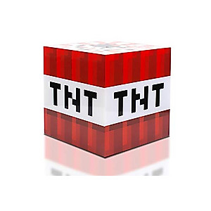 Minecraft TNT Block 6 Inch USB LED Night Light Cube - Decorative, Fun, Safe & Awesome Bedside Mood Lamp Toy for Baby, Kids, Teens & Adults - Best for Home's Bedroom, Living Room Or Even Office