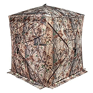 Muddy Outdoors Hunting Easy Set-Up Portable Concealable Black-Backed Water Resistant Epic Camo Prevue Ground Blind, 2-Person