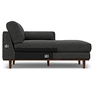 SIMPLIHOME Morrison Right Sectional Sofa in Woven-Blend Recycled Polyester Fabric, Charcoal Grey, 102-inches Wide, L-Shaped Couch with Right Chaise for the Living Room and Family Room