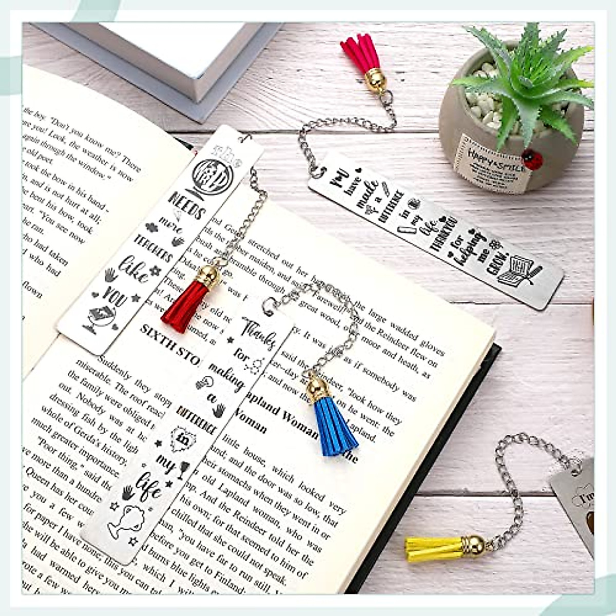 50 Pcs Teacher Metal Bookmarks Teacher Appreciation Bookmark Thank You Teacher Bookmark Page Clips Birthday Graduation Christmas Gifts Bookmark for Teachers Birthday School Office Supplies