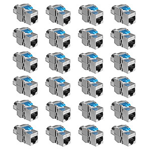 kwmobile Keystone Module Jacks - 24 Piece CAT-8 Shielded Keystone Jack RJ45 Cat 8 Ethernet Module 40 Gbit with Shielded Metal Housing