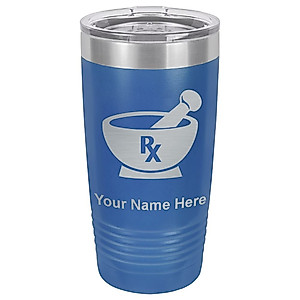 LaserGram 20oz Vacuum Insulated Tumbler Mug, Rx Pharmacy Symbol, Personalized Engraving Included (Dark Blue)