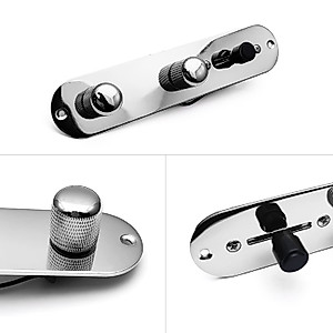 SAPHUE Guitar Control Plate Loaded Chrome/Nickel with 3 Way Switch 500K Tone and Volume Knob Prewired Screws Output Jack for Fender Tele/Telecaster Gibson Sg Electric Guitar Parts Replacement