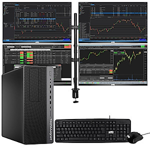 Trading Desktop PC TechMagnet, Intel Core i7 9th Gen, 16GB RAM, 512GB SSD + 2TB HDD, 4 New 22” LED Monitors, 2 Network Cards, Trading Platform Support, MTG Keyboard & Mouse Win 11 (Renewed)