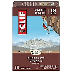 Clif Bar - Chocolate Brownie Flavor - Made with Organic Oats - 10g Protein - Non-GMO - Plant Based - Energy Bars - 2.4 oz. (18 Pack)