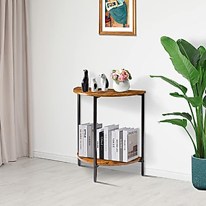 TOLONAG Half Moon Table, Small Entryway Table for Hallway, Modern Console Table with Sleek Black Metal Legs, Storage, Durable, Compact