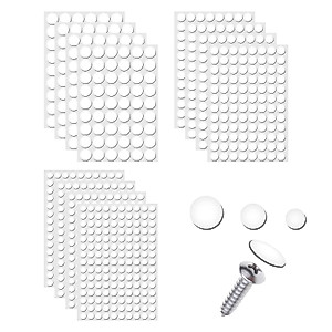12 Sheets / 1160pcs Screw Hole Cover Stickers, Self-Adhesive Screw Caps Stickers Dustproof Cabinet Hole Cover Sticker for Wardrobe Kitchen Bookcase Wood Furniture (White)