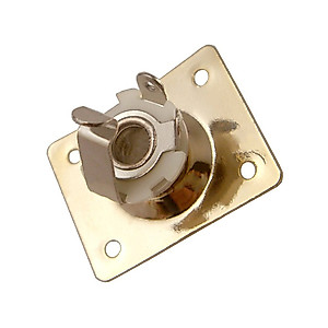 Square Metal 1/4 Output Jack Plate Input Jack Socket for Electric Guitar Bass (Gold)