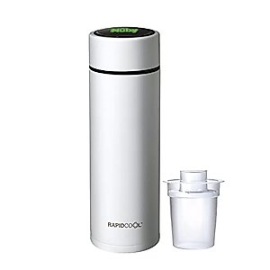 Nuby RapidCool Portable Baby Bottle Maker - BPA-Free Baby Formula Maker - Includes Milk Powder Dispenser and Digital Lid - Ideal for Travel Bottles and Night Feeds - Stainless Steel