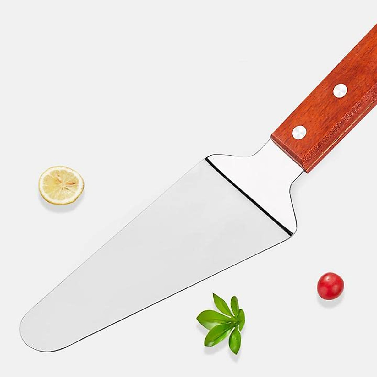 MBBITL 10x Pie Server Cake Holder Transfer Triangular Spade Spatula for Pizza Cake Baking Wood Wooden Handle Shovel Stainless Steel