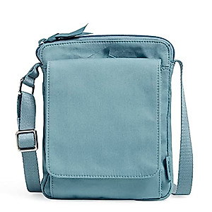Vera Bradley Women's Cotton Mini Hipster Crossbody Purse With RFID Protection, Reef Water Blue - Recycled Cotton, One Size