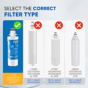 PUREPLUS ADQ747935 Replacement for LG LT1000P LT1000 Kenmore Elite 9980 LT1000PC, MDJ64844601 ADQ74793501, LMXS28626S, LFXS26973S, LT120F Refrigerator Water and Air Filter,3Pack, Model: RWF4700AC