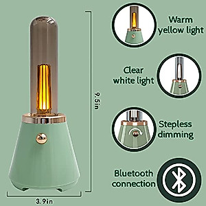 LED Camping Lantern Candle Atmosphere Lamp, Wireless Portable Bluetooth HiFi Speaker with Led Candle Effect for Android/Phone/PC Rechargeable Camping Lights 2 Light Modes 3600mAh Power Bank