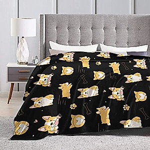 GYUIYTI Cute Corgis Blanket - 60X50 Inch Corgis Throw Blanket, Fleece Flannel Soft Blanket for Bedroom Sofa Living Room