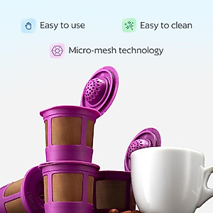 6 Reusable K Cups for Keurig Coffee Makers - BPA Free Universal Fit Purple Refillable Kcups Coffee Filters for 1.0 and 2.0 Keurig Brewers