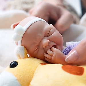 Miaio Reborn Baby Doll Boy 7 Inch Silicone Doll Mini Realistic Newborn Baby Dolls Silicone Full Body Stress Relief for Adults Hand Made with Feeding & Bathing Accessories