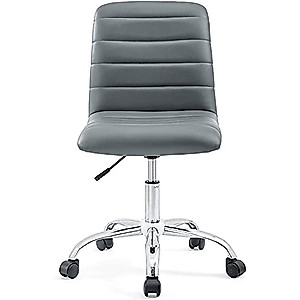 Modway Ripple Ribbed Armless Mid Back Swivel Computer Desk Office Chair In Gray